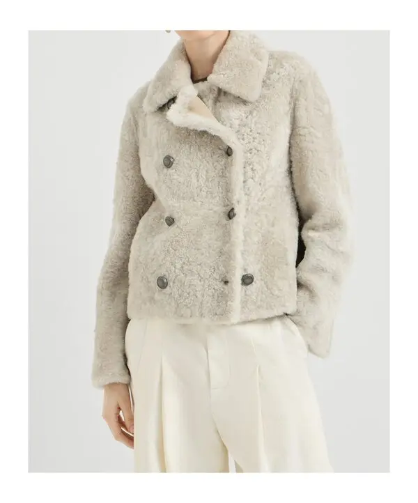 Brunello Cucinelli Shearling Pea Coat