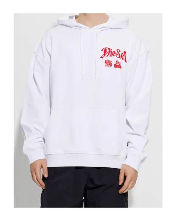 DIESEL® Cotton Hoodie With Flocked Graphics