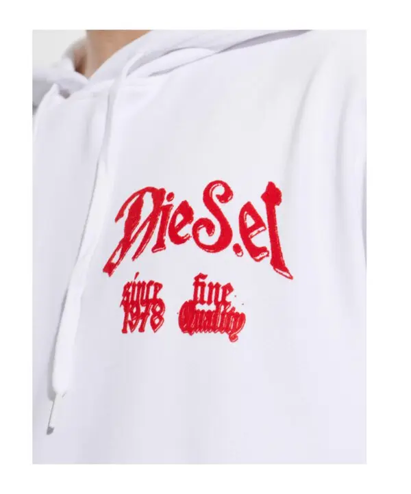 DIESEL® Cotton Hoodie With Flocked Graphics