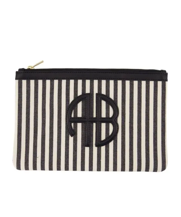 ANINE BING Lili Pouch White And Black Stripe