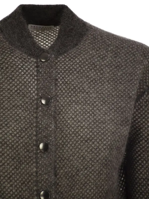 Brunello Cucinelli Openwork Mohair Cardigan With Shimmering Yarn