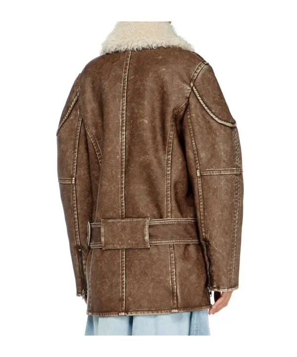 DIESEL® Double-breasted Aviator-biker Coat With Removable Fur Collar
