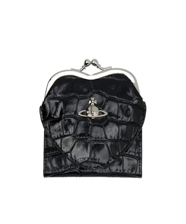 VIVIENNE WESTWOOD Heart-frame Croc-embossed Wallet
