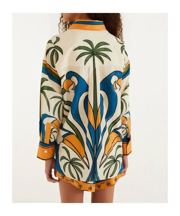 Farm Rio Tropical Graphic Collared Buttoned Shirt