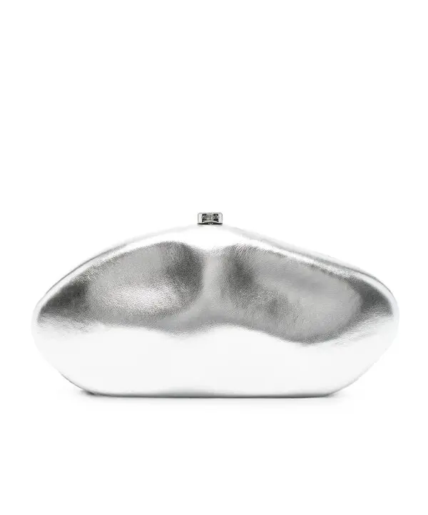 Cult Gaia Thr Caldera Metallic-effect Pebble Clutch Bag - Silver