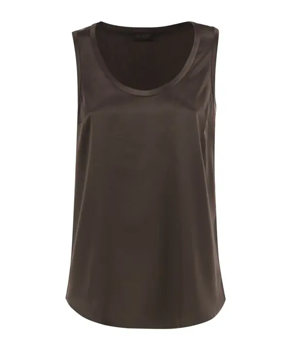 Brunello Cucinelli Stretch Silk Satin Top - Black
