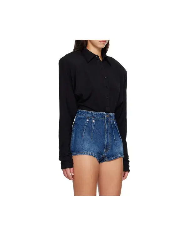 MUGLER Batsleeve Polo Bodysuit - Black