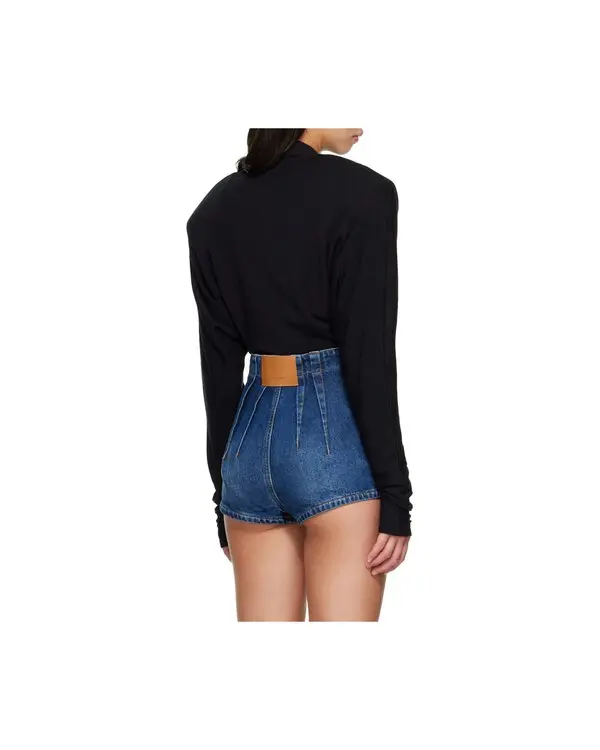 MUGLER Batsleeve Polo Bodysuit - Black