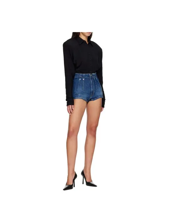 MUGLER Batsleeve Polo Bodysuit - Black