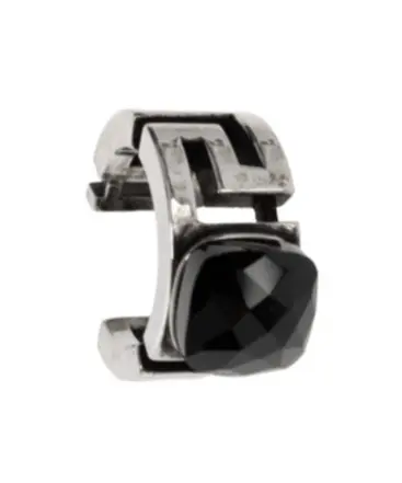 Versace Black Stone Inlaid Ear Cuff - Sliver