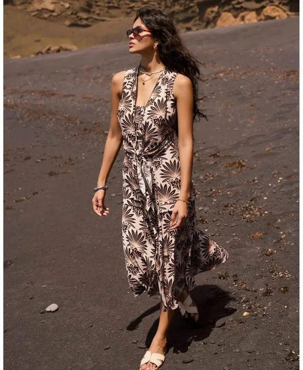 Mint Velvet Floral Print Sleeveless Midi Dress