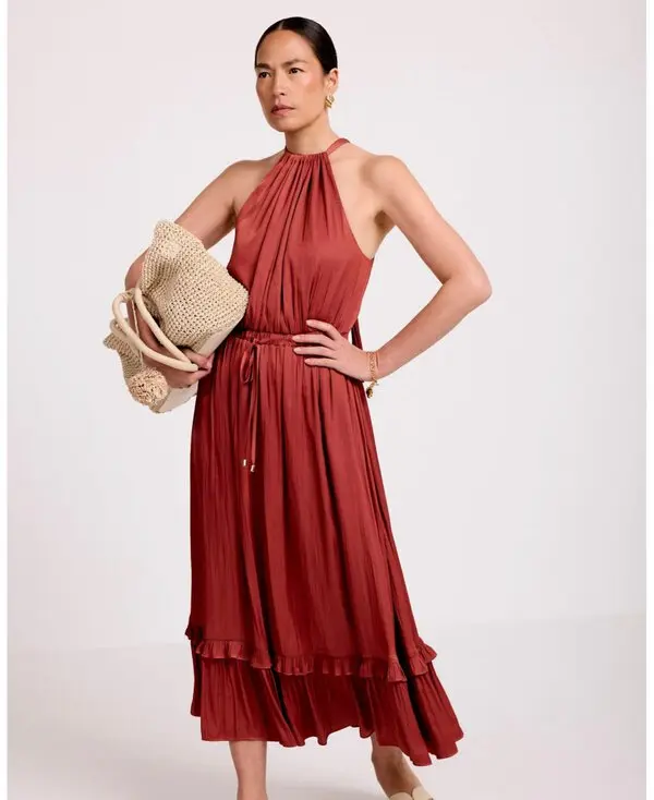 Mint Velvet Ruffle Halter Neck Maxi Dress