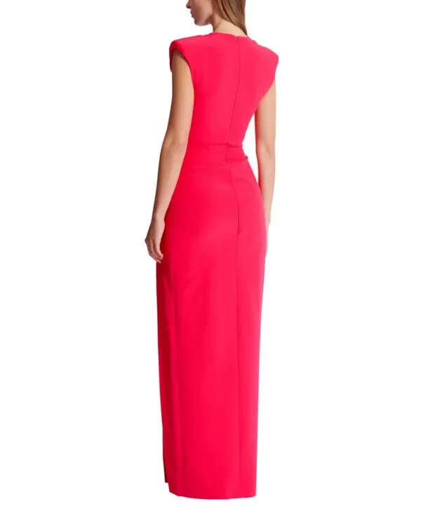 Balmain Long Crepe Gown With Embellished Detail
