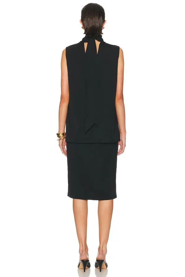 Brandon Maxwell Noa Mock Neck Sleeveless Dress