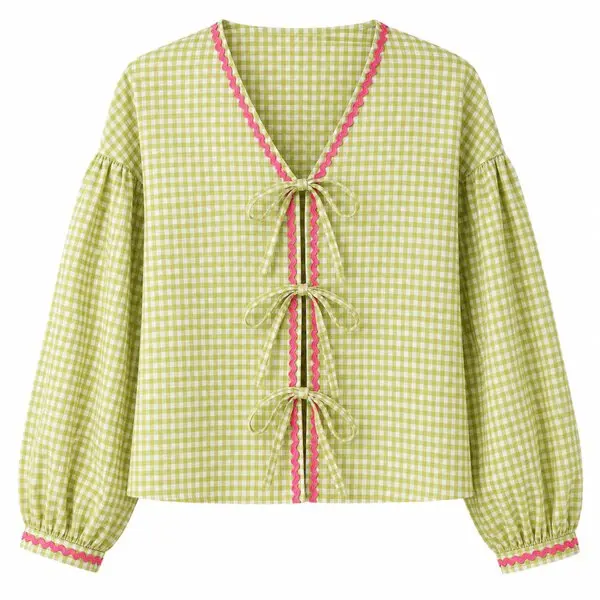 MIND TRAVELER Marta Gingham Blouse