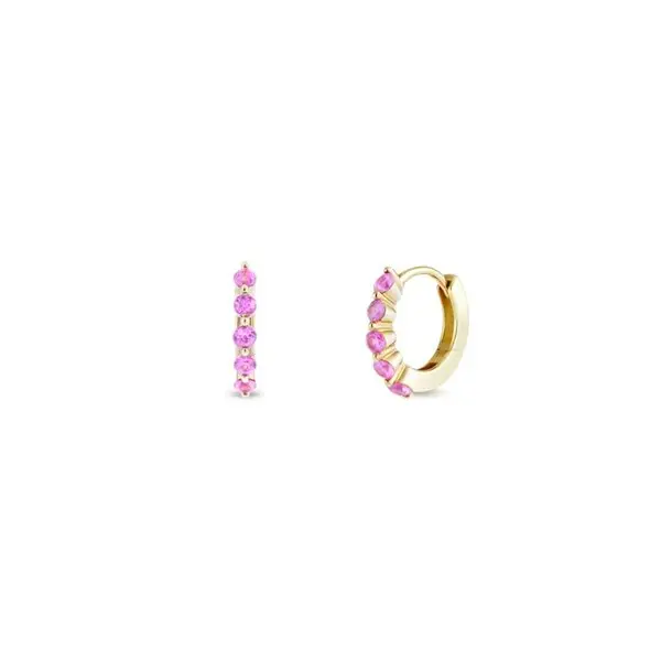 DINNY HALL Pink / Gold Shuga Mini Pink Sapphire Huggie Hoops