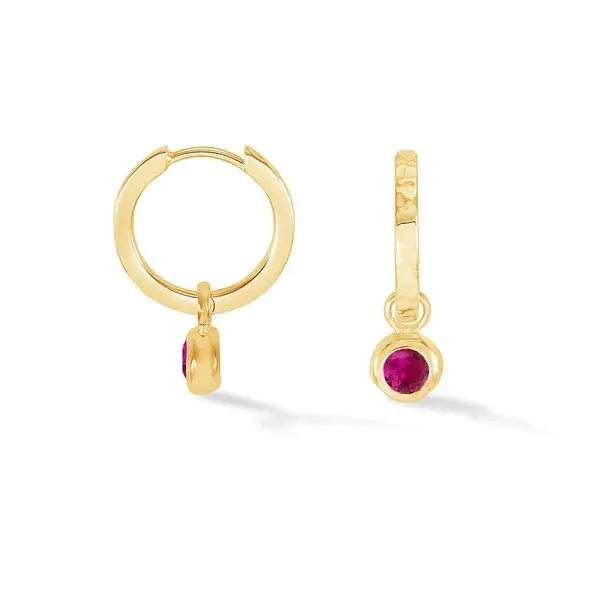 DOWER & HALL Ruby Hammered Huggie Hoops