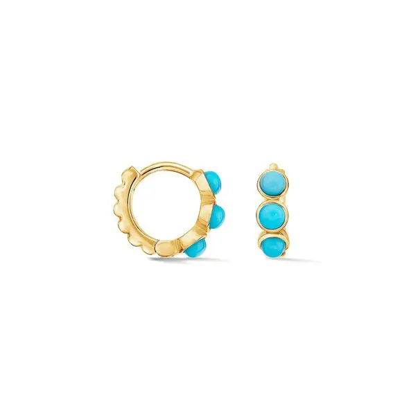 DOWER & HALL Small Azure Turquoise Huggie Hoops