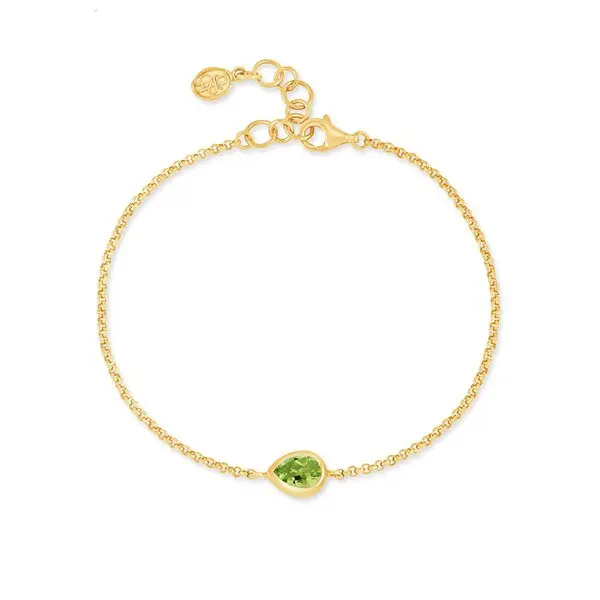 DOWER & HALL Peridot Pear Chain Bracelet - Gold