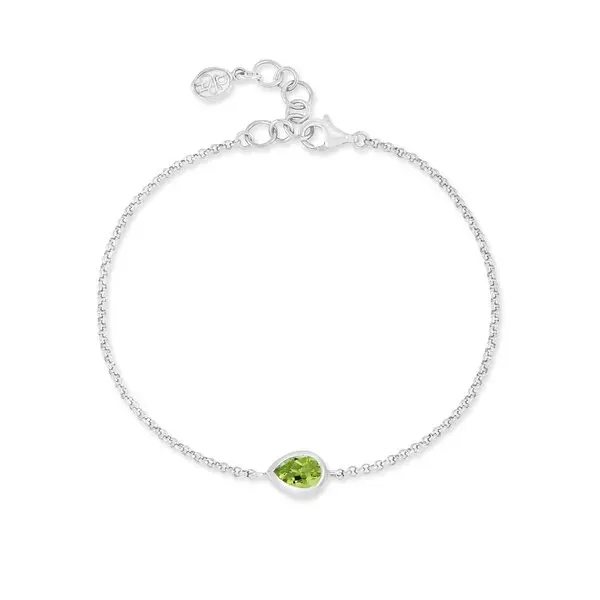 DOWER & HALL Peridot Pear Chain Bracelet - Silver