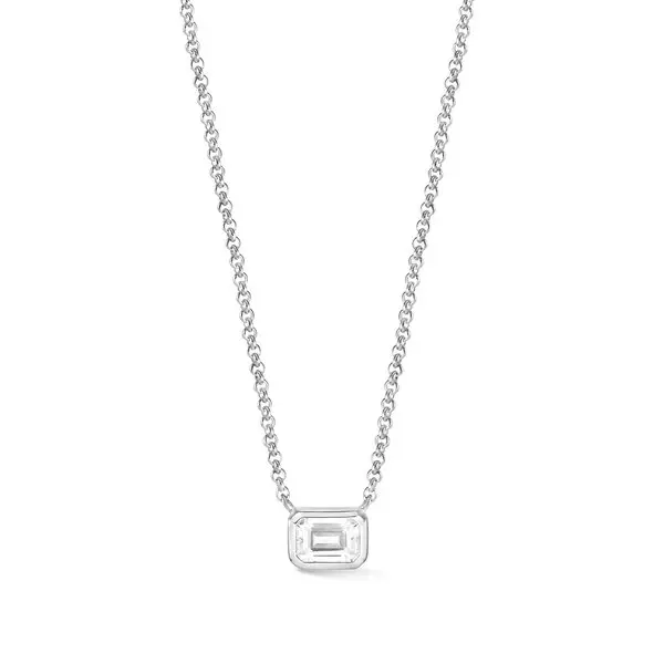DOWER & HALL Octagon White Topaz Necklace - Silver