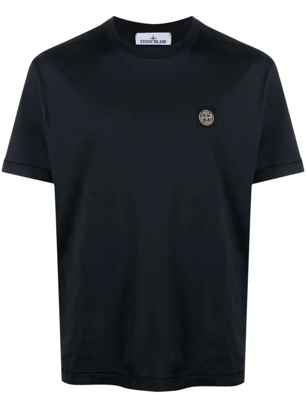 Stone Island Logo Cotton T-shirt - Blue