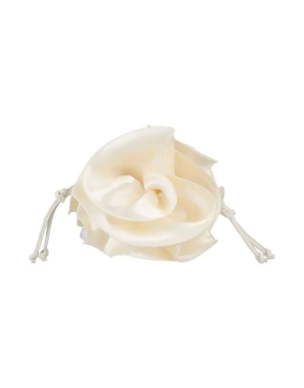Magda Butrym Off-white Satin Ruffled Clutch With Drawstring - Off White