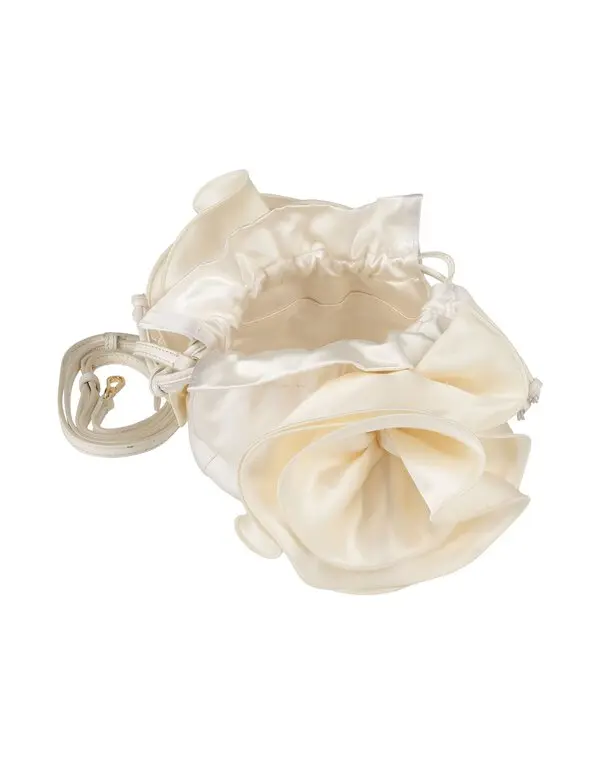 Magda Butrym Off-white Satin Ruffled Clutch With Drawstring - Off White
