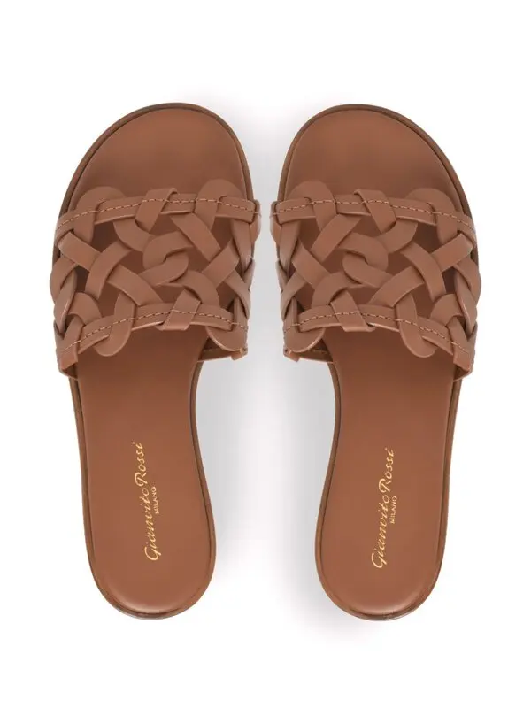 GIANVITO ROSSI Amalfi Leather Flat Sandals - Multicolor