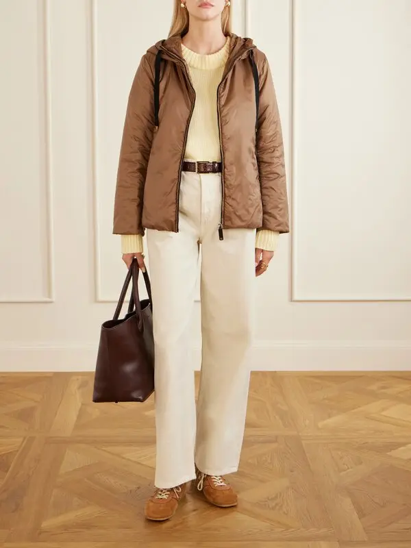 Max Mara Padded Hooded Shell Jacket - Brown