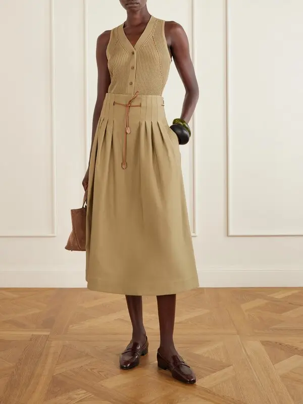 Max Mara Lace-detailed Ribbed Cotton-blend Vest - Brown