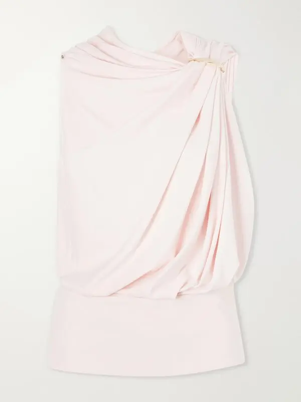 Sportmax Lacuna Embellished Draped Jersey Blouse - Pink