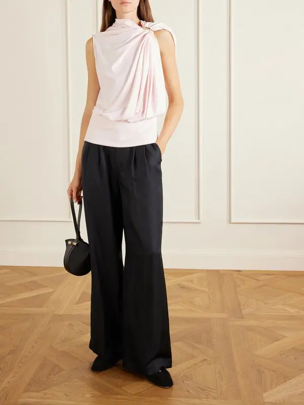 Sportmax Lacuna Embellished Draped Jersey Blouse - Pink