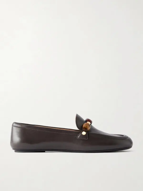 GIANVITO ROSSI Embellished Leather Loafers