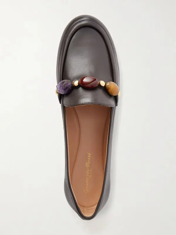 GIANVITO ROSSI Embellished Leather Loafers