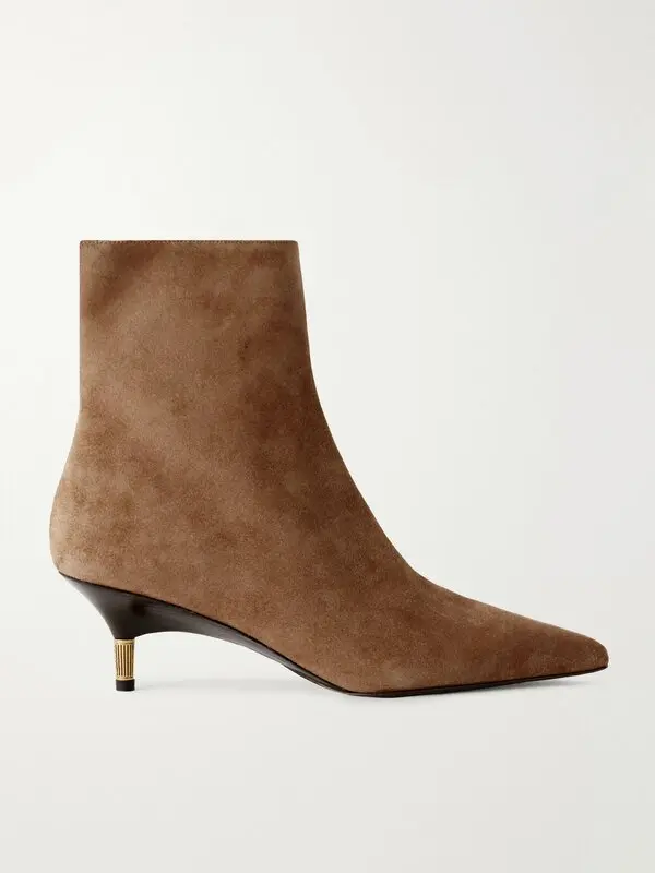 Khaite Bella Suede Ankle Boots - Neutrals