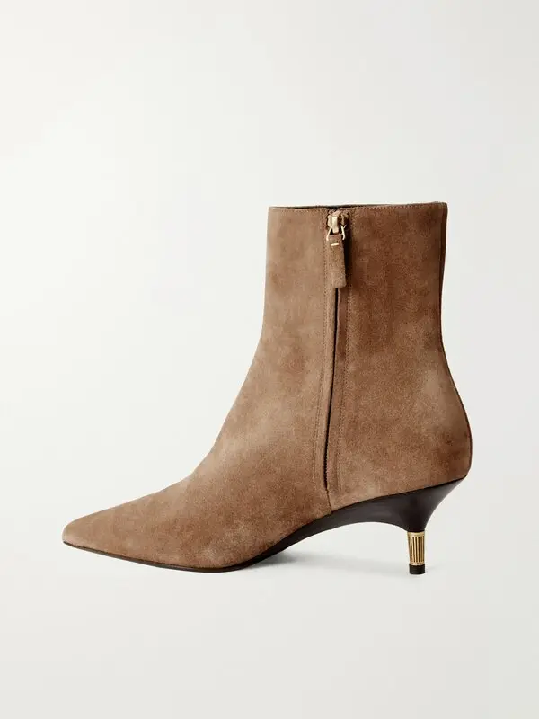 Khaite Bella Suede Ankle Boots - Neutrals