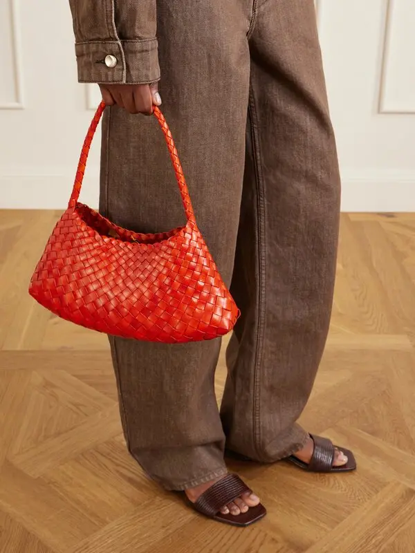 Dragon Diffusion Rosanna Woven Leather Shoulder Bag - Red