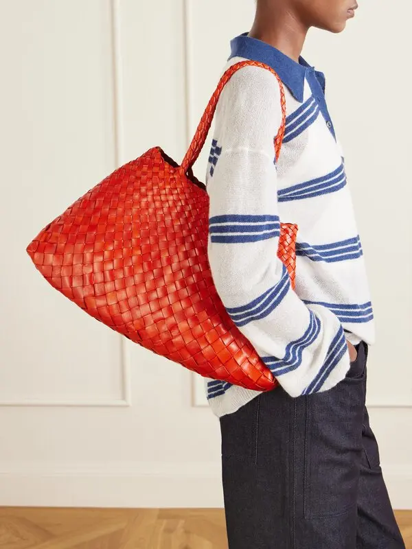 Dragon Diffusion Santa Croce Woven Leather Tote - Red