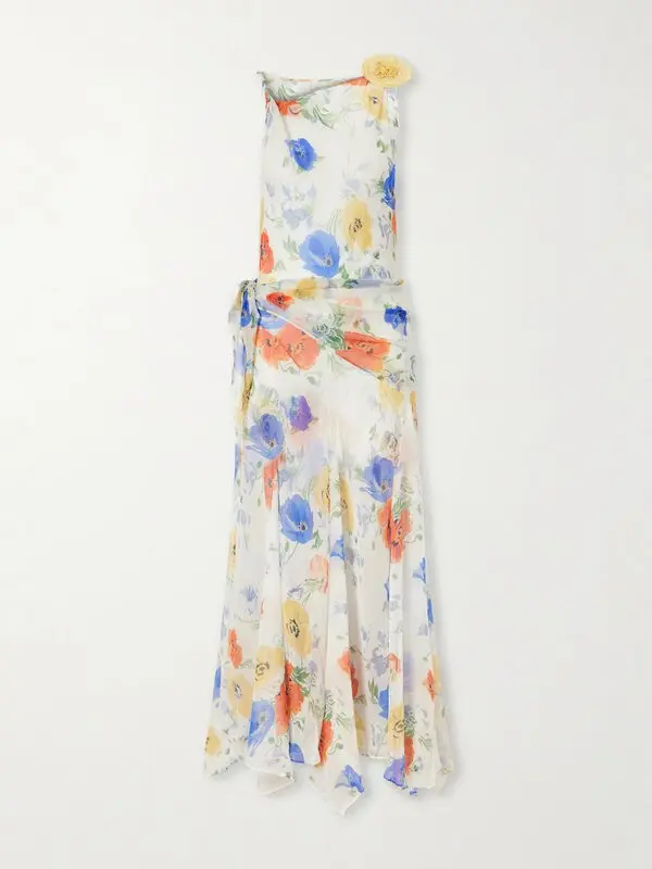 DÔEN Zephrine Floral-print Silk Chiffon Maxi Dress