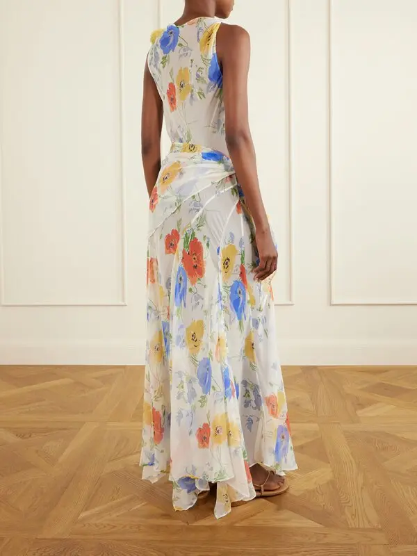 DÔEN Zephrine Floral-print Silk Chiffon Maxi Dress