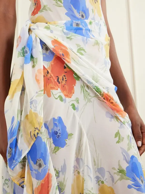 DÔEN Zephrine Floral-print Silk Chiffon Maxi Dress