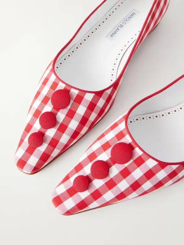 Manolo Blahnik Alexa Checked Woven Ballet Flats