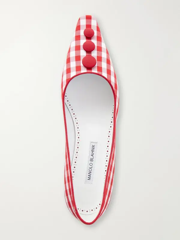 Manolo Blahnik Alexa Checked Woven Ballet Flats