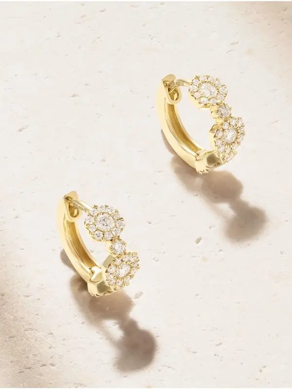 DAVID MORRIS 18k Diamond Hoop Earrings - Gold