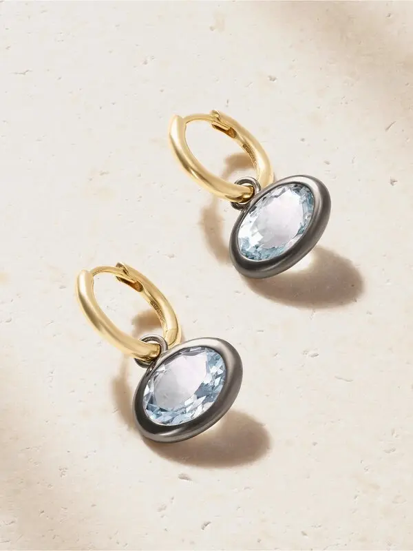 BY PARIAH 14k Recycled Gold Rhodium Aquamarine Earrings - Blue