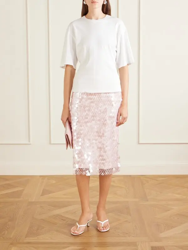 Tory Burch Sequin-embellished Mesh Midi Skirt