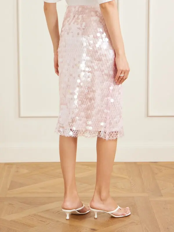 Tory Burch Sequin-embellished Mesh Midi Skirt