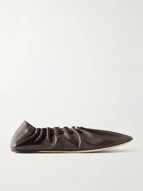 Staud Rue Gathered Leather Ballet Flats