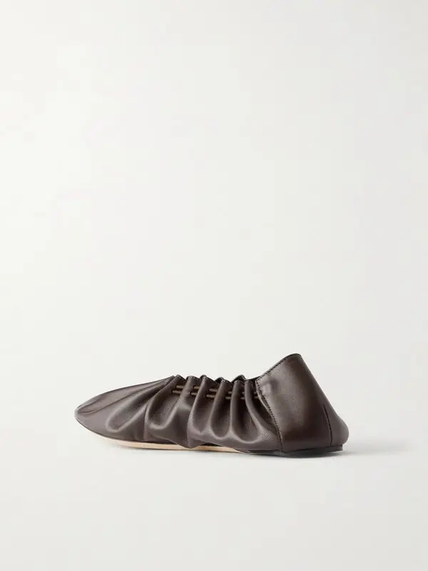 Staud Rue Gathered Leather Ballet Flats
